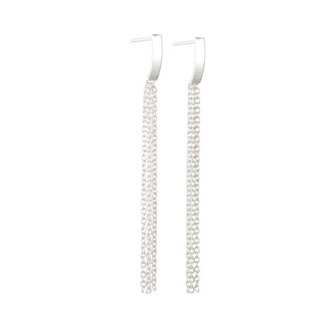 Tassel Chain Sterling Silver Statement Drop Earrings By Charlottes Web