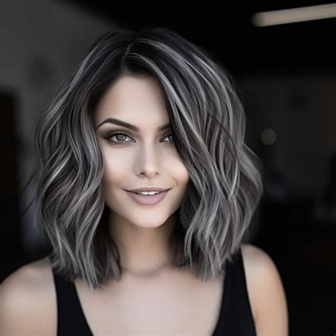 40 Gorgeous Ideas Of Gray Blending For Dark Hair Dark Hair With Highlights Gray Hair