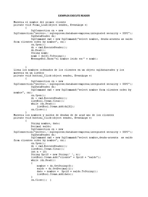 Ejemplos Execute Reader Pdf