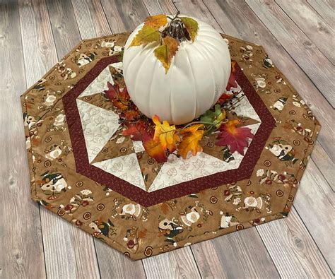 Octagonal Fall Theme Quilted Table Topper 25 26 Etsy