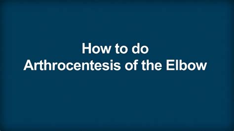 How To Do Elbow Arthrocentesis How To Do Elbow Arthrocentesis Msd Manual Professional Edition