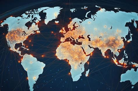 Premium Photo Interconnection Of Global Networks Illustrated As A Map Of The World Global