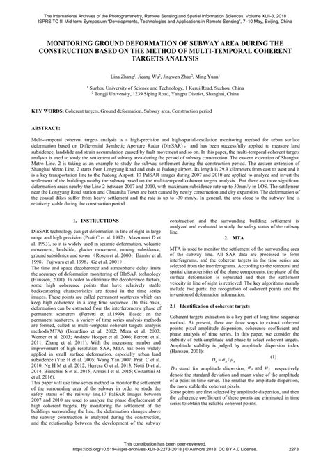 Pdf Monitoring Ground Deformation Of Subway Area During The Construction Based On The Method