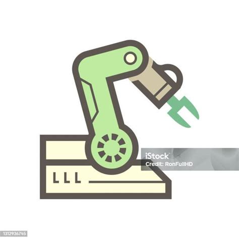 Desain Ikon Vektor Robot Lengan Atau Sistem Robot Industri Terisolasi Pada Latar Belakang Putih