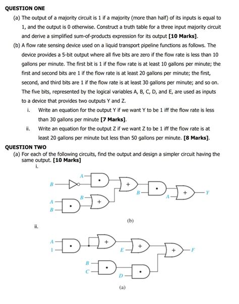 Solved QUESTION ONE A The Output Of A Majority Circuit Is Chegg