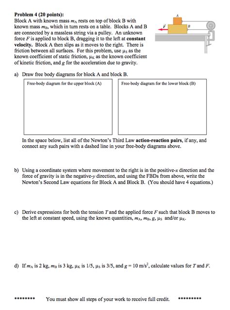Solved Problem Points Block A With Known Mass MA Chegg Com