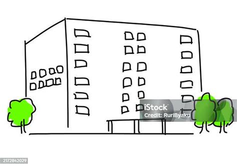 Semiconductor Factory Hand Drawing Simple Vector Illustration Stock