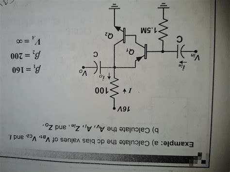 Solved Example A Calculate The Dc Bias Values Of VB1 Vc2 Chegg Com