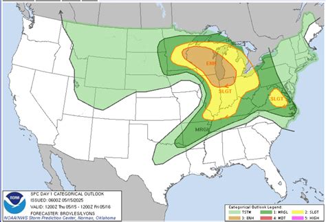 Severe Weather Outbreak Forecast By Storm Prediction Center