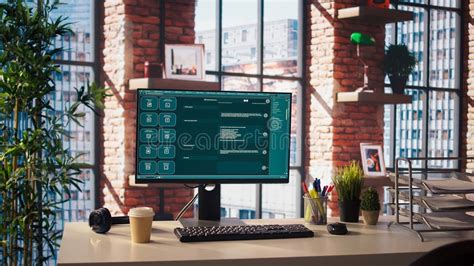 Computer Setup In Workspace Showing Large Language Model Program Stock Image Image Of