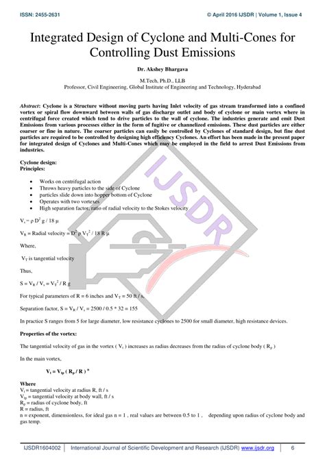 Cyclone Design Spreadsheet Within Pdf Design Of High Efficiency Cyclone