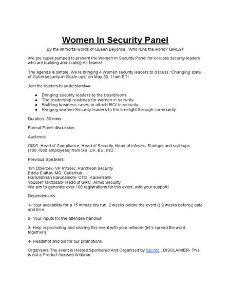 Women In Security Panel Pdf Women In Security Panel Pdf