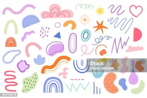 장난기 넘치는 귀여운 유치한 그림 낙서와 낙서 세트는 순수함과 기쁨의 본질을 포착합니다 개체 그룹에 대한 스톡 벡터 아트 및