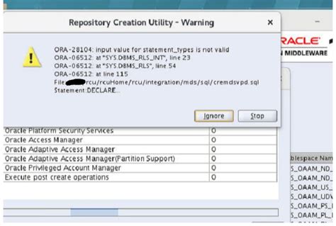 RCU Fails With ORA 28104 ORA 06512 Errors When 12 2 X Database Is Used