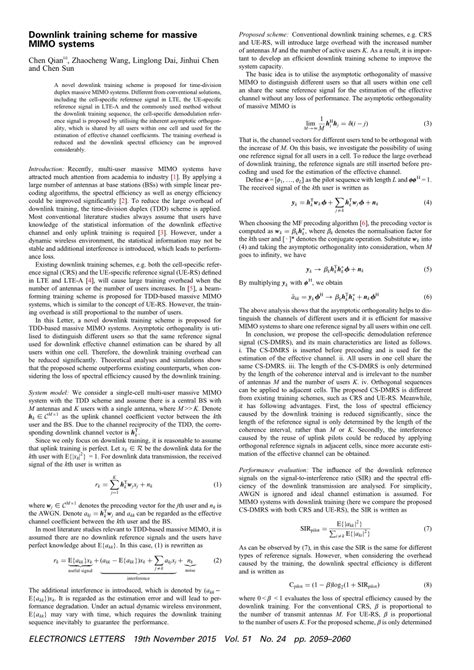 Pdf Downlink Training Scheme For Massive Mimo Systems