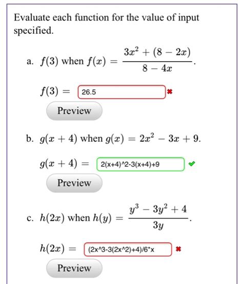 Solved Evaluate Each Function For The Value Of Input