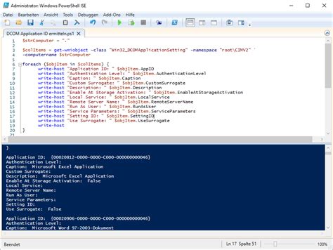 powershell wmi dcom application id settings ermitteln der windows