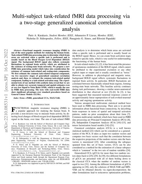 pdf multisubject task related fmri data processing via a two stage