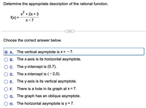 Solved Determine The Appropriate Description Of The Rational