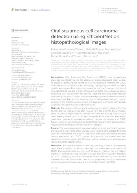 Oral Squamous Cell Carcinoma Detection Using Efficientnet On Histopathological Images