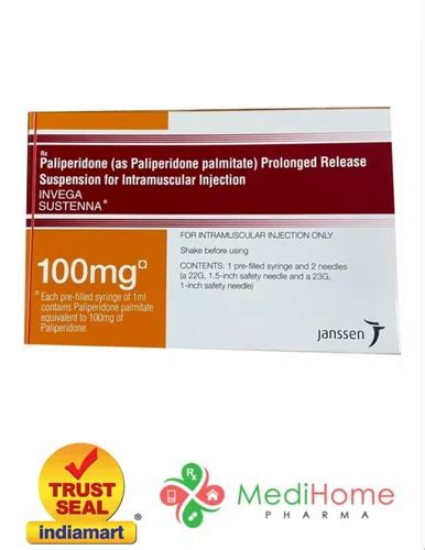 Paliperidone Invega Sustenna 100 Mg Injection At ₹ 6180 Strip Yoginagar Society Surat Id