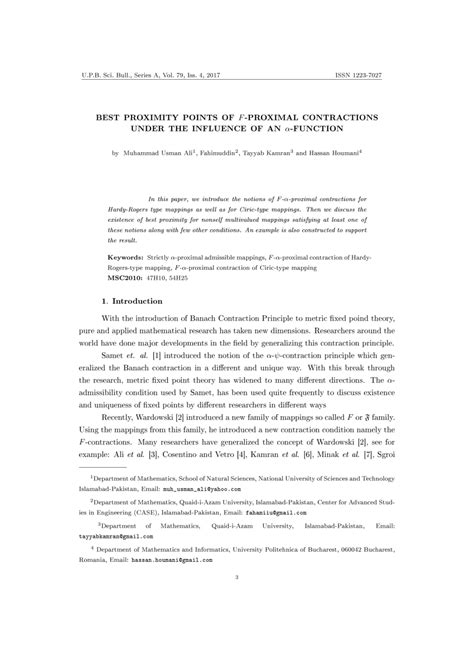 Pdf Best Proximity Points Of F Proximal Contractions Under The