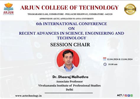 dr dheeraj malhotra on linkedin sessionchair internationalconference annauniversity aicte