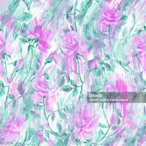 흐릿한 장미 새싹이있는 꽃 이음새가 없는 꽃무늬 부화 라인 질감이있는 큰 초점이 맞지 않는 꽃으로 만든 봄 자연 배경 연필 그리기 High 품질 반복 그림 0명에 대한 스톡