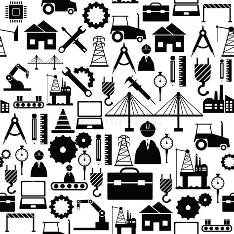 Engineering Seamless Pattern Background Icon Stock Vector Illustration Of Renovation Industry