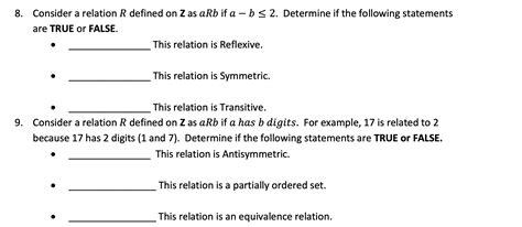 Solved 8 Consider A Relation R Defined On Z As ARb If A B Chegg Com