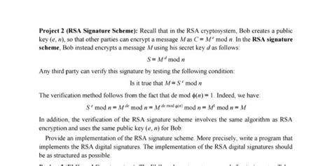 solved project 2 rsa signature scheme recall that in the