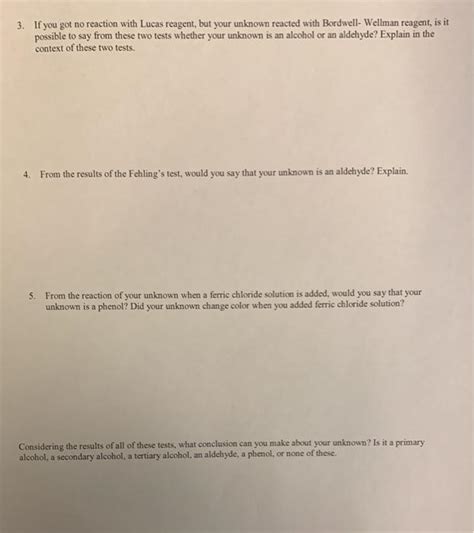 Solved Lab Report Experiment 10 Reactions Of Alcohols