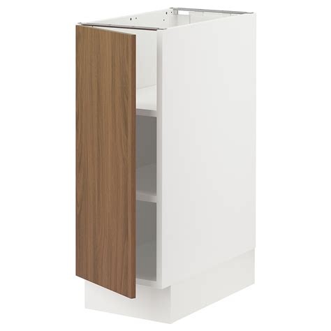 Sektion Base Cabinet With Shelves White Tistorp Brown Walnut Effect