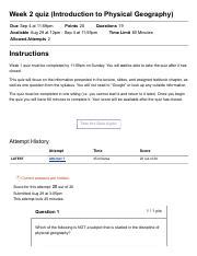 Week Quiz Introduction To Physical Geography CRC Fa GEOG LEC Sproul Pdf Week