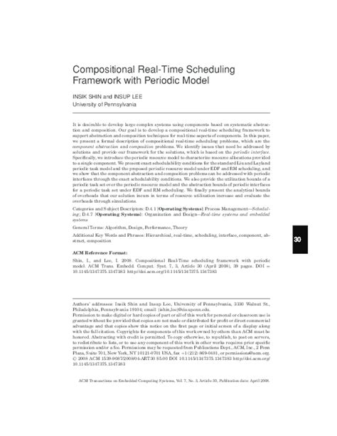 Pdf Compositional Real Time Scheduling Framework With Periodic Model Insup Lee