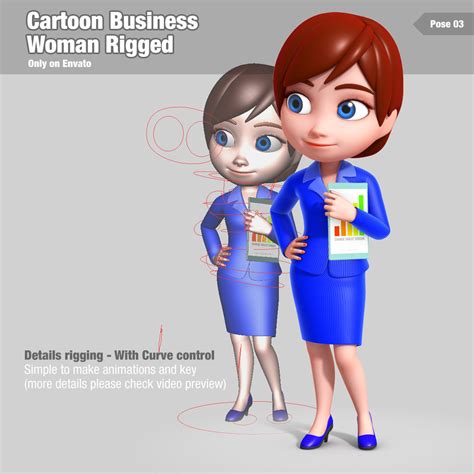 Cartoon Business Woman Rigged By Mcreative3d 3docean