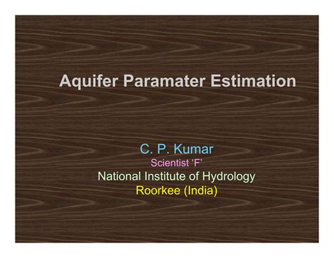 Aquifer Parameter Estimation Pdf Geology Science