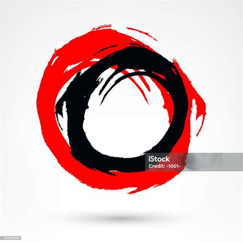 원 브러쉬 스트로크 블랙과 레드 브러시 스트로크 그런지 스타일의 더러운 질감 흰색 배경에서 격리된 브러시 스트로크 페인트 거친에