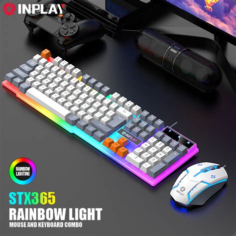 Inplay Stx365 Colorful Keyboard And Mouse Set Combo Wired Gaming Keyboard Mouse Set For Pc