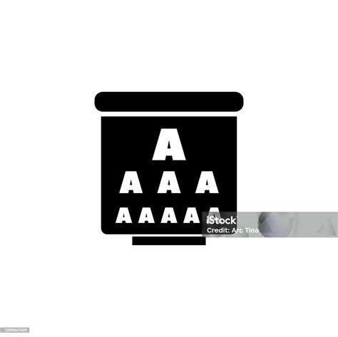 비전 텍스트 보드 검안 입학 테스트 플랫 벡터 아이콘 일러스트레이션 흰색 배경에 간단한 검은 기호 비전 텍스트 보드 웹 및