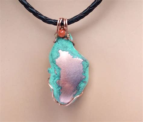 Patina Splash Copper Statement Necklace Artisan Geologist T Etsy
