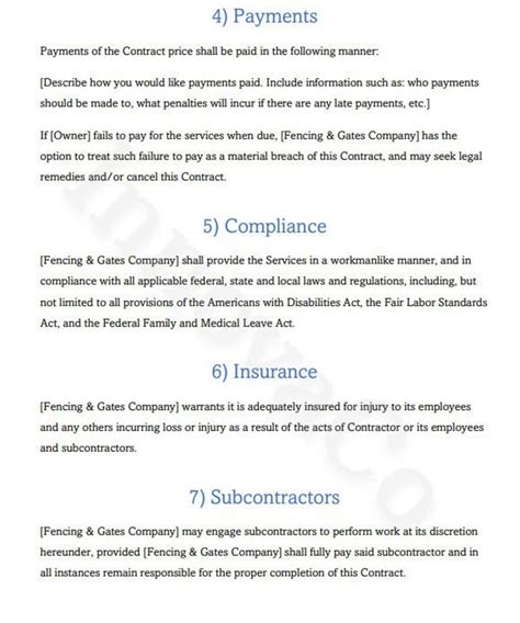 Fencing Contract Fencing Contract Template Fencing And Gates Install Agreement Fencing