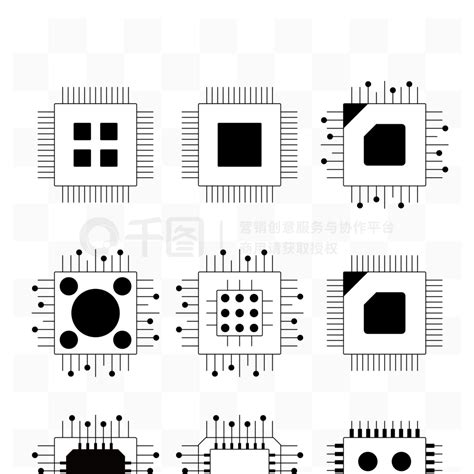 芯片图标免抠元素 简易线条高科技芯片图标 素材免费下载 2848像素 Ai格式 编号44461782 千图网