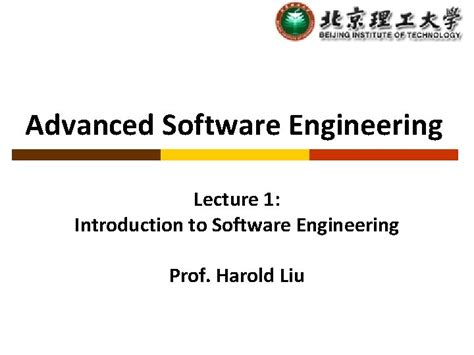 Advanced Software Engineering Lecture 1 Introduction To Software