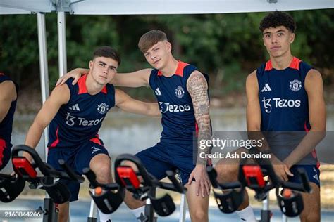 Harry Amass Sam Mather And Ethan Wheatley Of Manchester United In