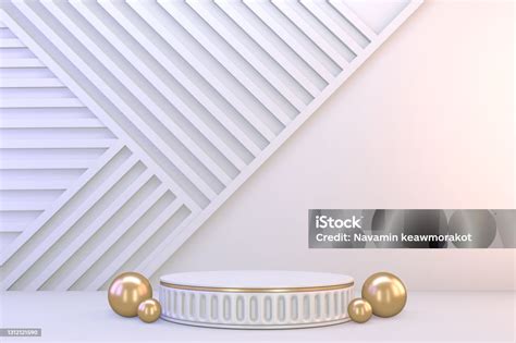 화장품의 프리젠 테이션을위한 현대적인 받침대 흰색과 금 3d 렌더링 0명에 대한 스톡 사진 및 기타 이미지 0명 3차원 형태 공란 Istock