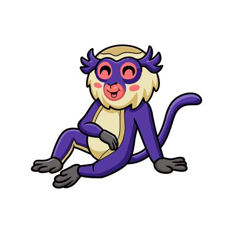 Cute Mona Monkey Cartoon Sitting 14638291 Vector Art At Vecteezy