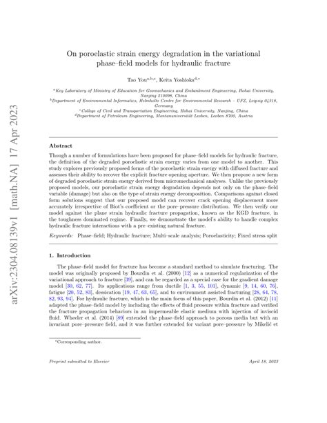 Pdf On Poroelastic Strain Energy Degradation In The Variational Phase