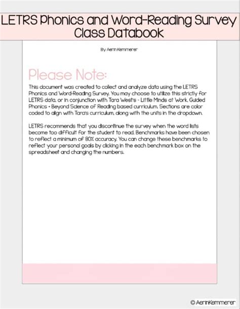 Letrs Phonics And Word Reading Survey Digital Class Databook Tpt