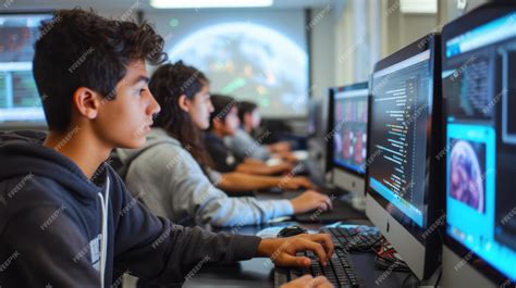 Students Learning Computer Programming Aig Premium Ai Generated Image